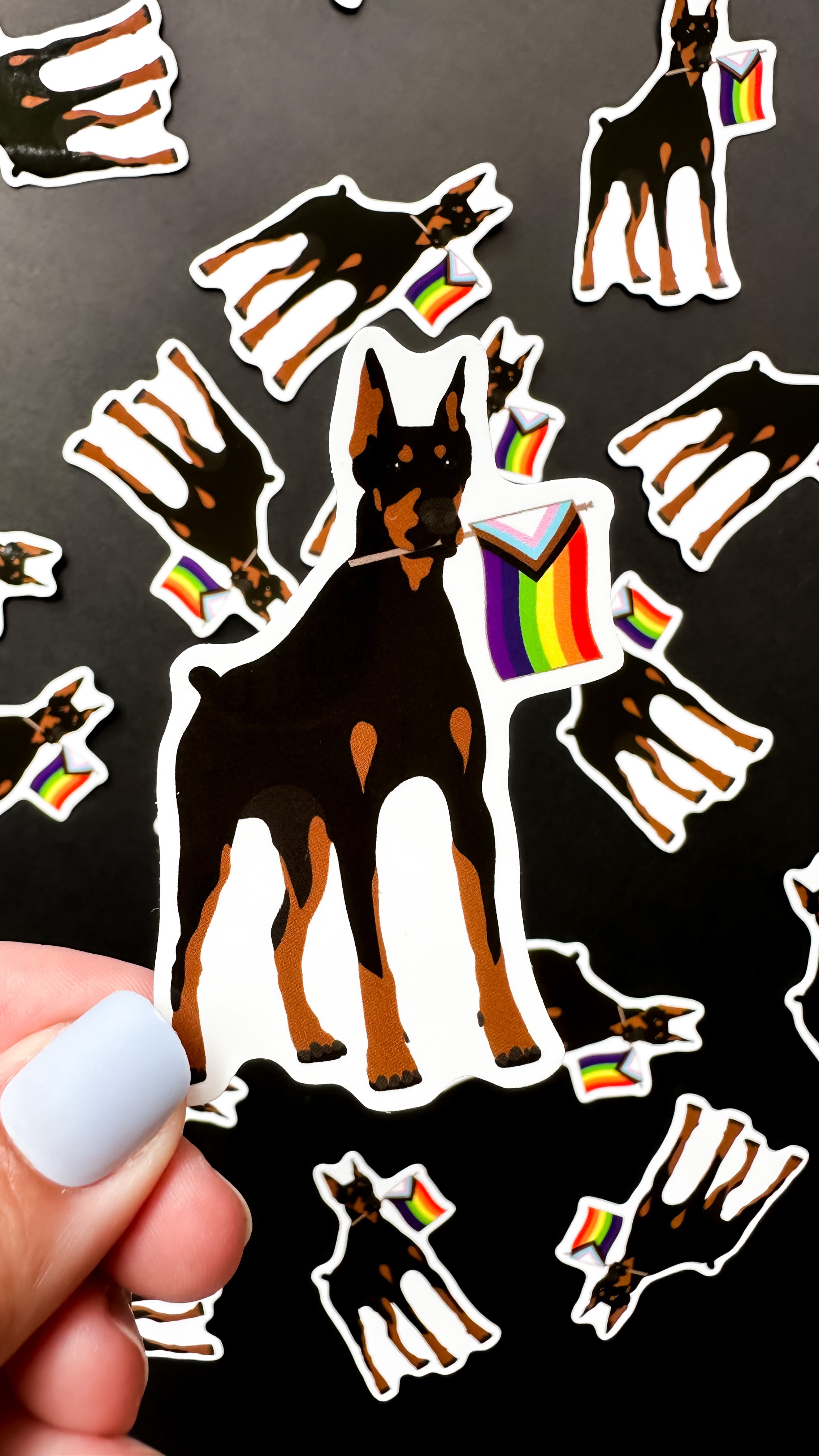 Doberman Pride Dog Sticker – Rainbow Certified