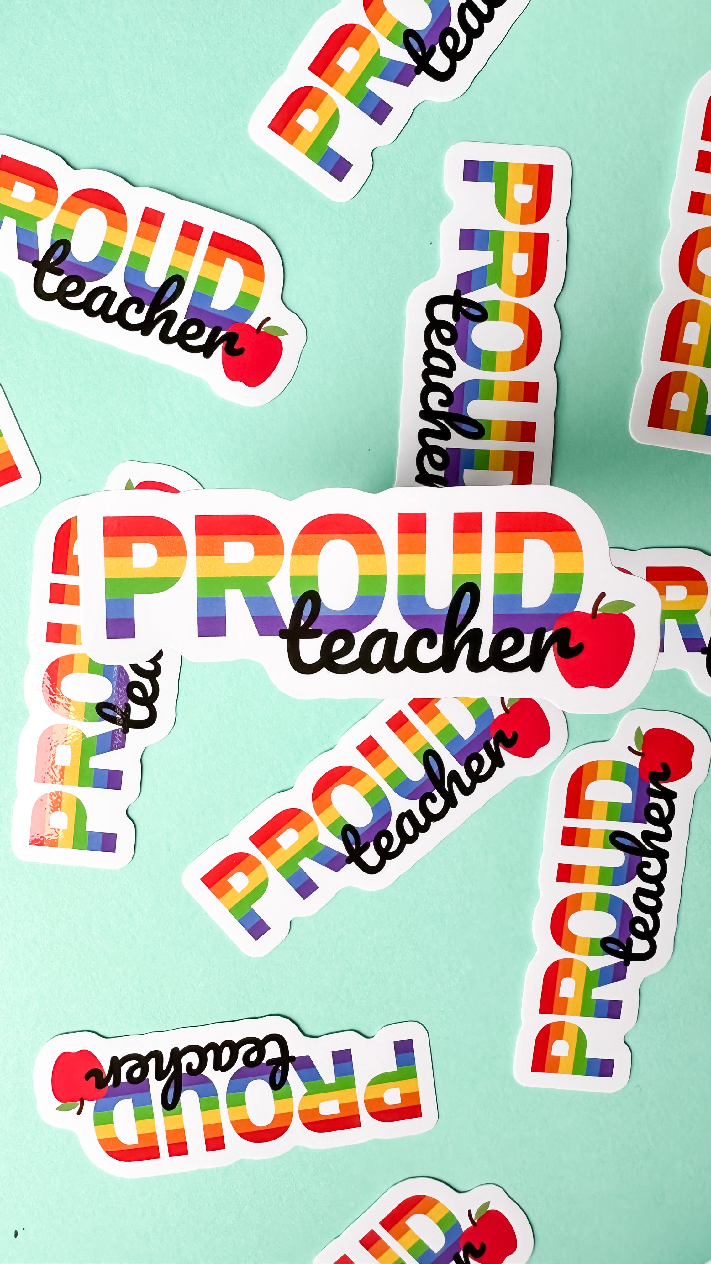 Proud Teacher LGBTQ+ Sticker | PRIDE Accessories – Rainbow Certified