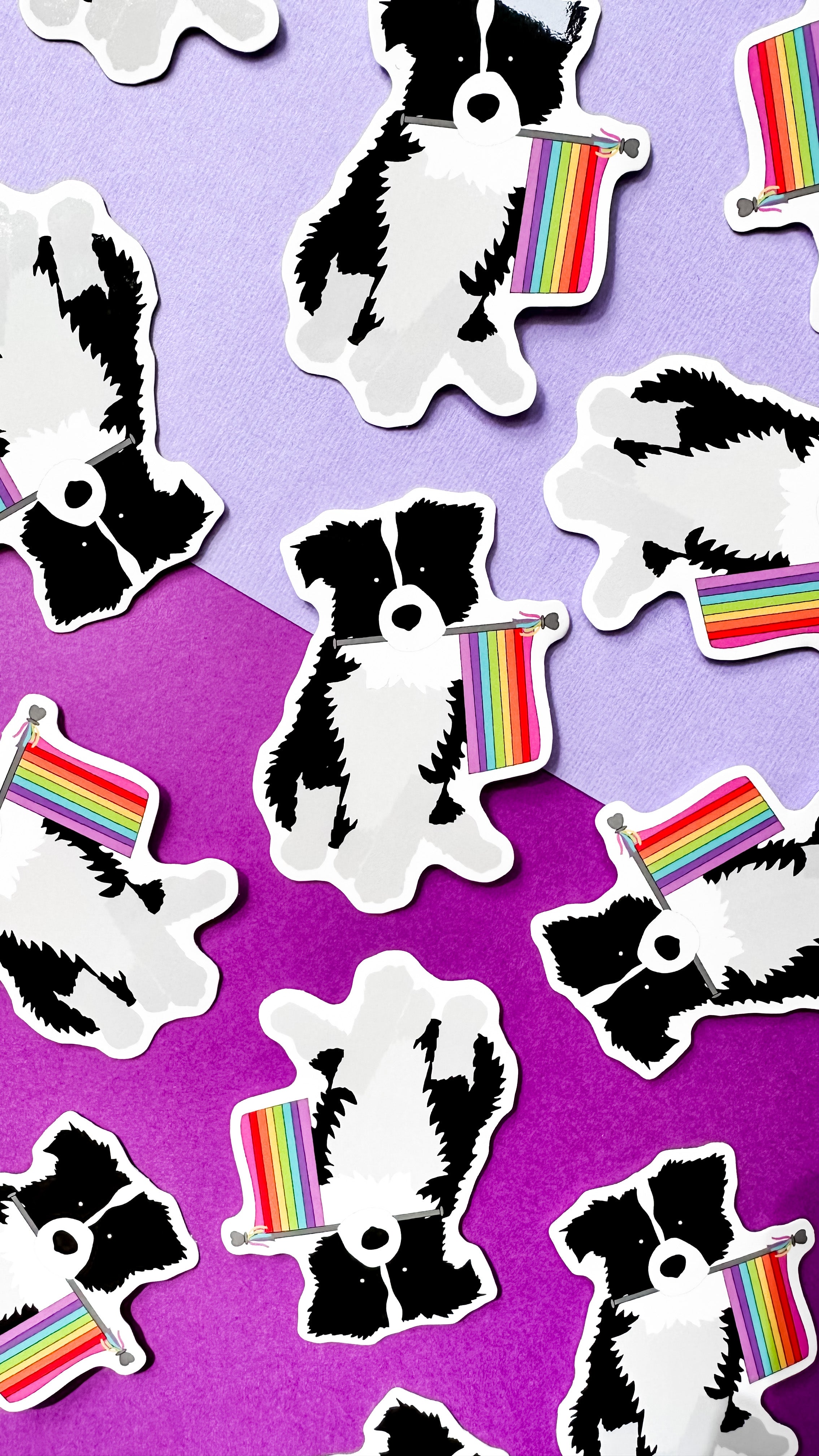 Border Collie Puppy Pride Dog Sticker – Rainbow Certified