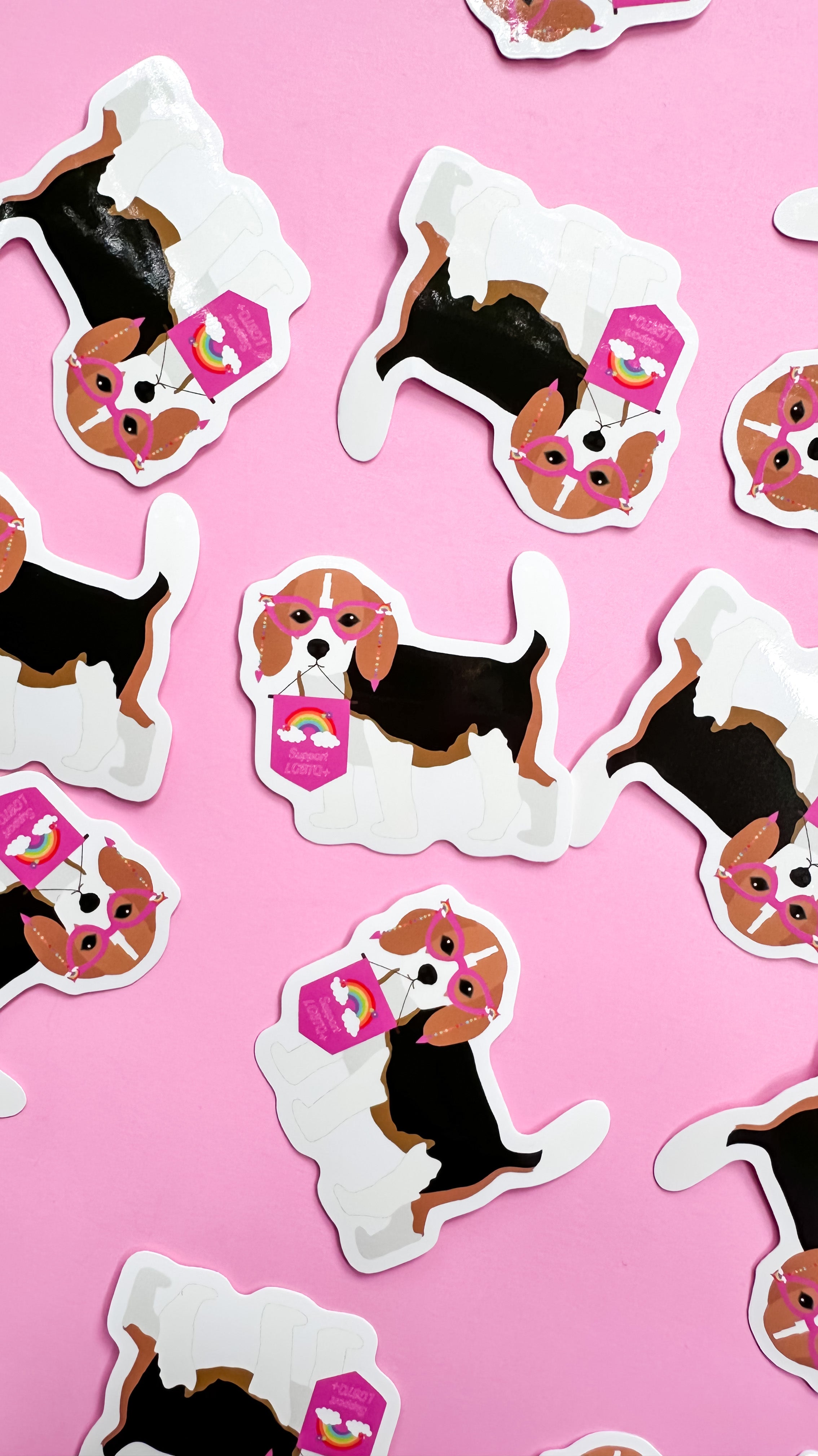 Beagle Pride Dog Sticker – Rainbow Certified