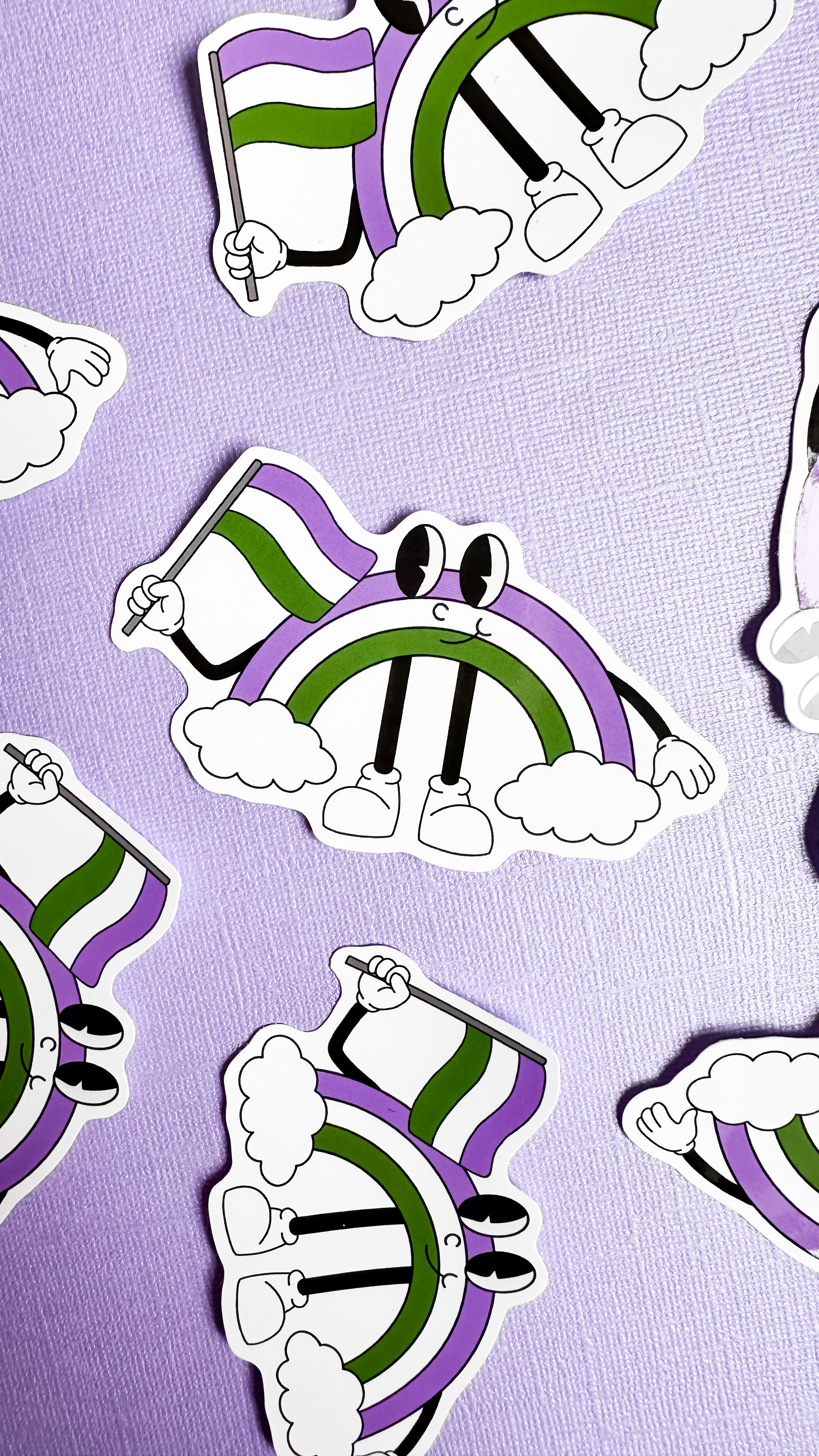 Genderqueer Cartoon Rainbow Sticker – Rainbow Certified