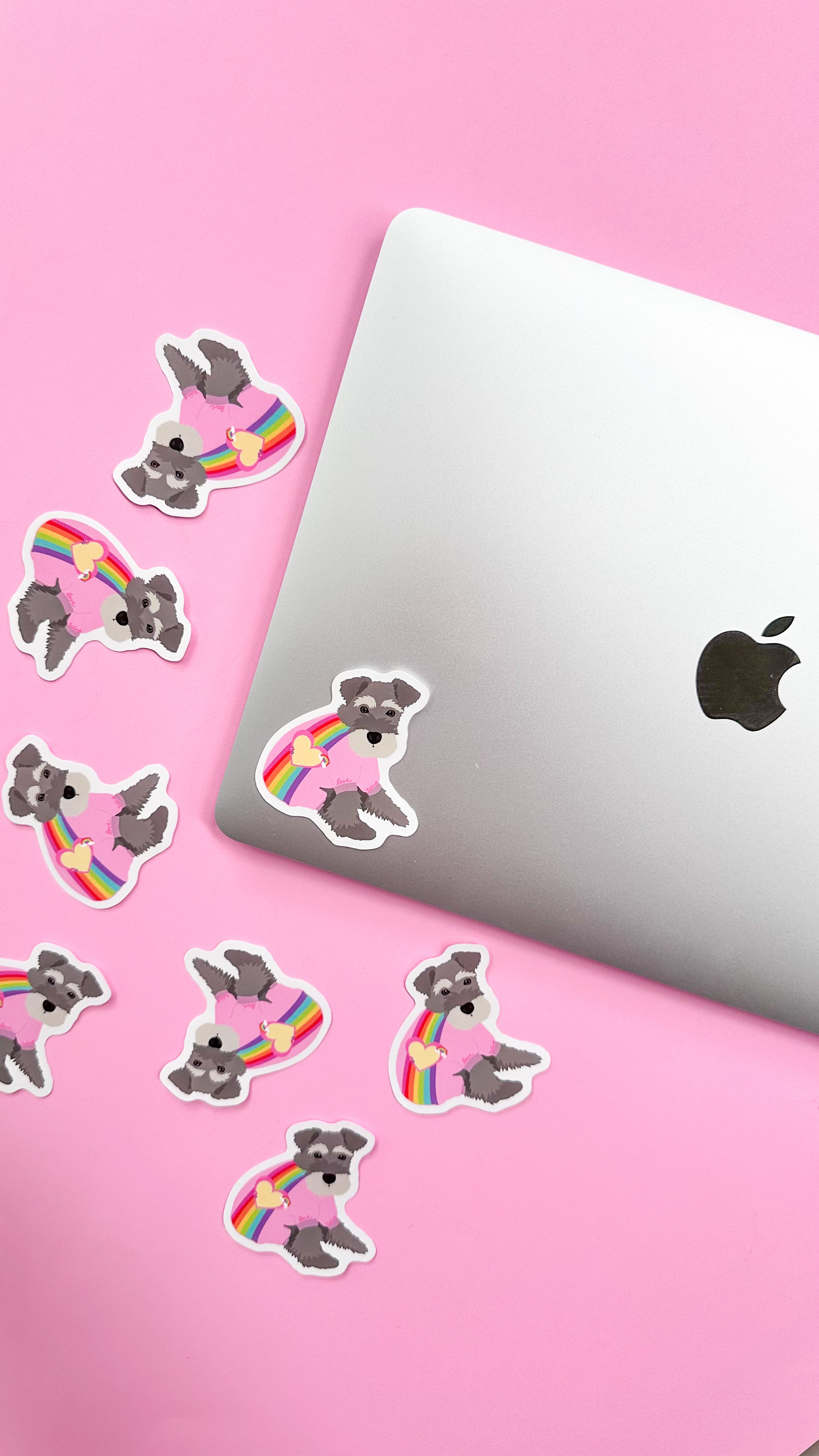 Miniature Schnauzer Pride Dog Sticker – Rainbow Certified